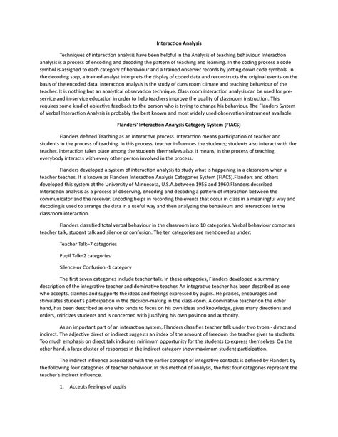 Interaction Analysis Interaction Analysis Techniques Of Interaction