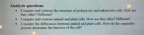 Solved Analysis Questions Compare And Contrast The Structure Chegg