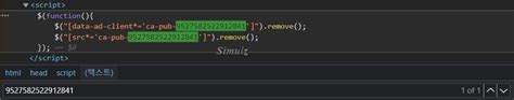 Jquery 광고 스크립트 제거하기