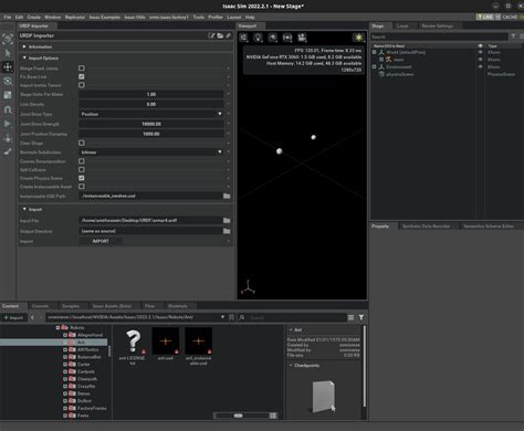 cannot import urdf file into isaac sim using ui urdf importer isaac