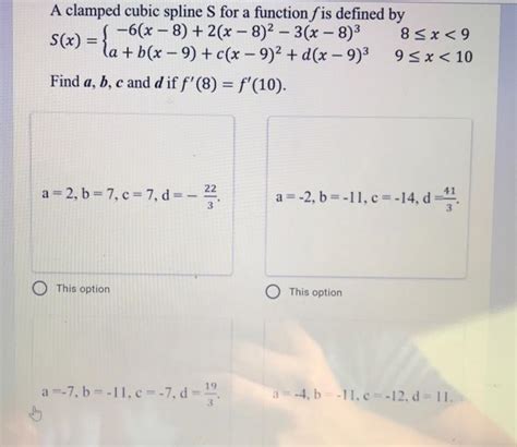 solved a clamped cubic spline s for a function fis defined