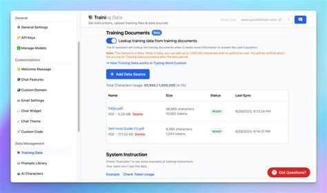 typingmind custom upload training data