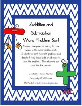 Addition Subtraction Word Problem Sort By Jessica Hamilton TpT