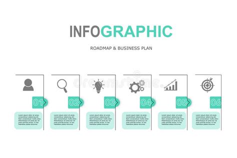 Infographic Template For Business Plan Strategy Roadmap 6 Steps Modern Timeline Diagram