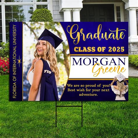 Custom Graduation Lawn Sign Personalized 24x18 Yard Sign With Photo