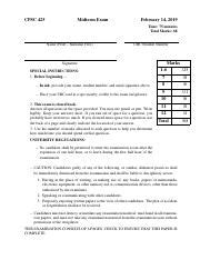 Midterm Solution Pdf CPSC Midterm Exam February Time Minutes Total Marks