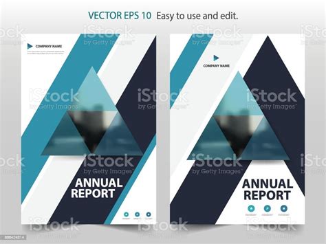 블루 추상 삼각형 연례 보고서 브로셔 디자인 서식 파일 벡터입니다 비즈니스 0명에 대한 스톡 벡터 아트 및 기타 이미지 0명 기하 도형 디자인 Istock