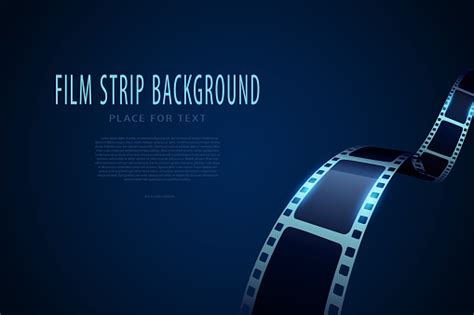 파란색 배경에 격리 된 현대 3d 사실적인 필름 스트립 벡터 영화제 필름 릴 스트라이프 시네마 영화 및 영화 템플릿은 배경 브로셔 전단지 포스터 배너 또는 전단지를 사용할