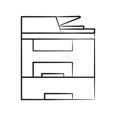 Sketch Of Multifunction Devices Mfp Office Printer And Scanner