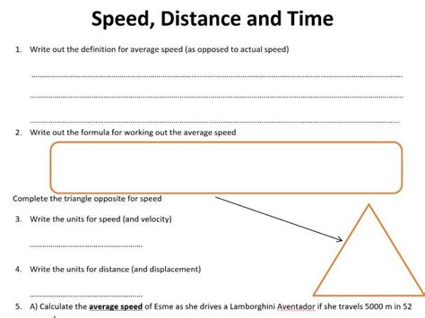 Speed Distance Time Worksheet Gcse Time Worksheets