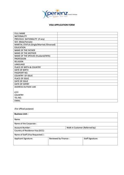 Uae Visa Application Form Printable Pdf Download