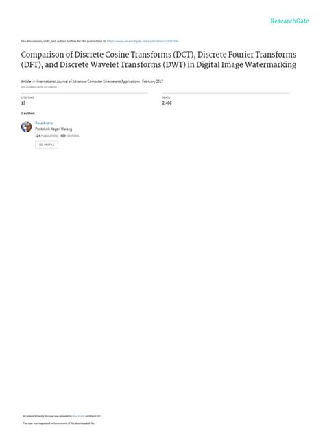 Paper32 Comparisonofdiscretecosinetransforms Pdf Discrete