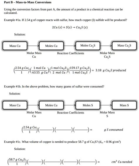 Part B Mass To Mass Conversions Using The Conversion Factors From Part
