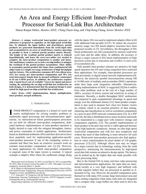 pdf an area and energy efficient inner product processor for serial