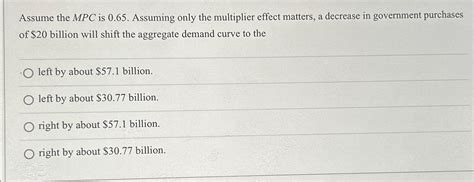 Solved Assume The Mpc ﻿is 0 65 ﻿assuming Only The