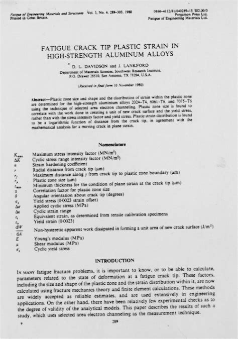 Pdf Fatigue Crack Tip Plastic Strain In High Strength Aluminum Alloys