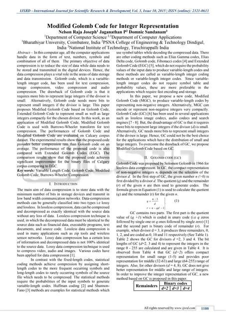 modified golomb code for integer representation pdf