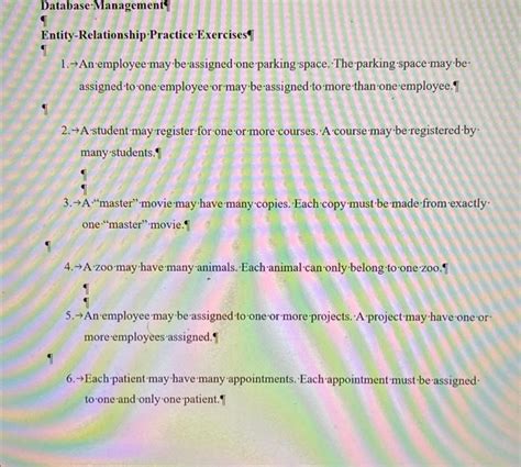 Solved Entity Relationship Practice Exercises Φ An Chegg com