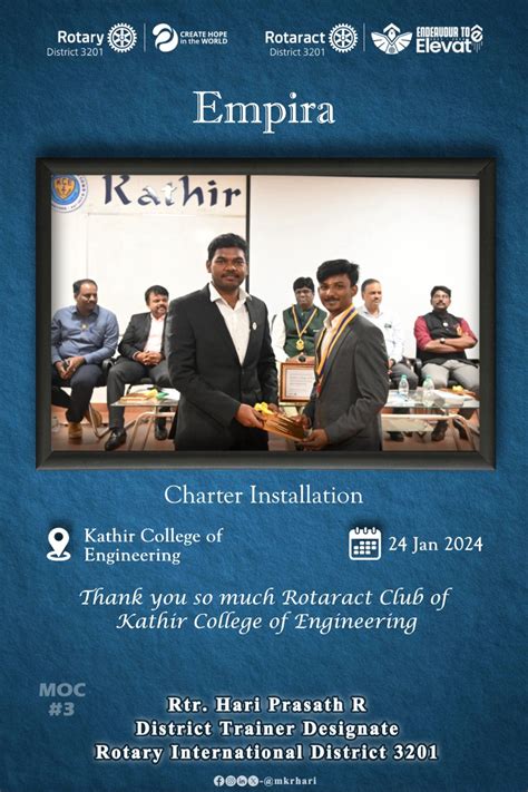 Mkr Hari On Linkedin Happy Rotaract Salutations It Was An Honor For Me And Rtr Roshna