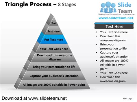Pyramind Triangle Built Out Of Puzzle Pieces Process 8 Stages Powerpoint Diagrams And Powerpoint