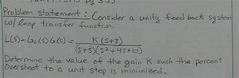 solved problem statement consider a unity feed back system