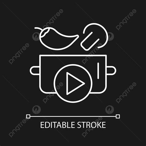 White Linear Icon For Dark Theme Featuring Cookery Show Vector Dark