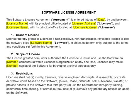Software License Template Freshdox