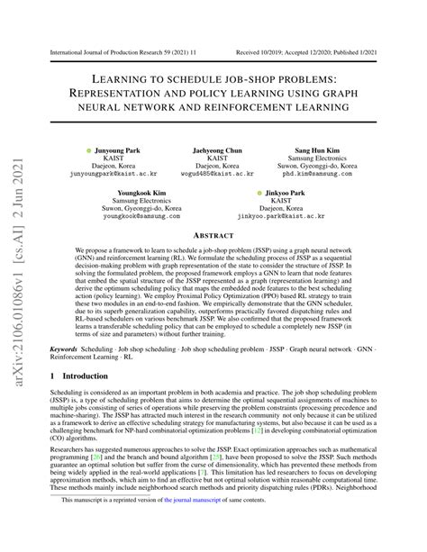 Pdf Learning To Schedule Job Shop Problems Representation And Policy