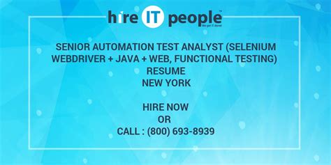 Senior Automation Test Analyst Selenium Webdriver Java Web