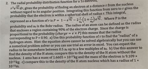 Solved The Radial Probability Distribution Function For A Chegg