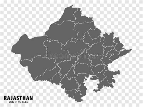 Blank Map State Rajasthan of India. High Quality Map Rajasthan with Municipalities on ...