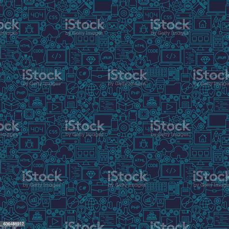 blue line coding seamless pattern stock illustration download image