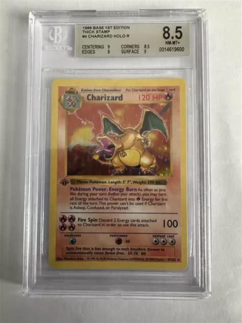 1999 PokÉmon Base Set 1st Edition Shadowless Charizard Holo Bgs 8 5 4 English Eur 14 999 00