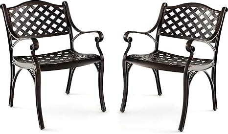 Giantex Cast Aluminum Patio Chairs Set Of 2 All Weather Outdoor Dining