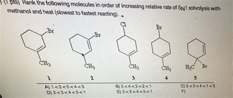 Solved Rank The Following Molecules In Order Of Increasing