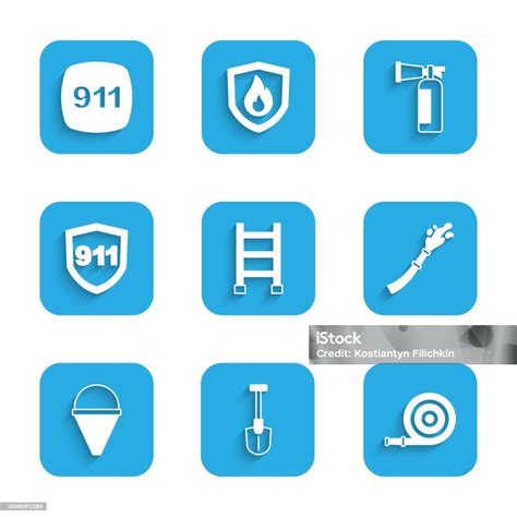 Set Fire Escape Shovel Hose Reel Cone Bucket Emergency Call 911