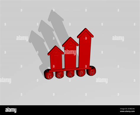 3d graphical image of graph vertically along with text built by