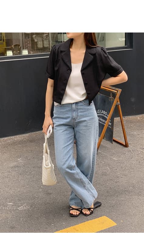 Made 블리안 카라넥 크롭 숄더퍼프 레이스 반팔 트위드자켓 44~100 ♥핫핑♥ Made 블리안 카라넥 크롭 숄더퍼프 레이스 반팔 트위드자켓 44~100 ♥핫핑♥