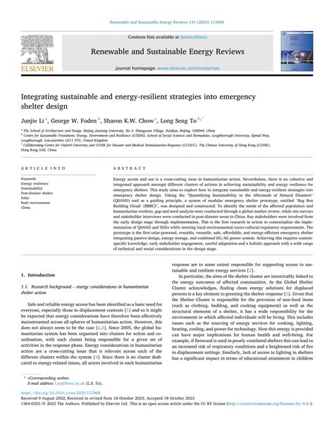 Pdf Integrating Sustainable And Energy Resilient Strategies Into Emergency Shelter Design