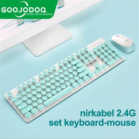 Promo Goojodoq 102 Keys Bluetooth Wireless Mouse And Keyboard W Numpad Set Biru Jakarta Utara