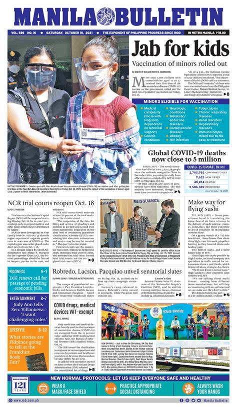 Get Digital Access To Manila Bulletin October 16 2021 Issue