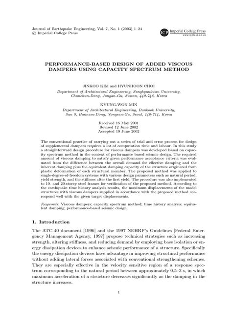 Performance Based Design Of Added Viscous Dampers Using Csm Pdf