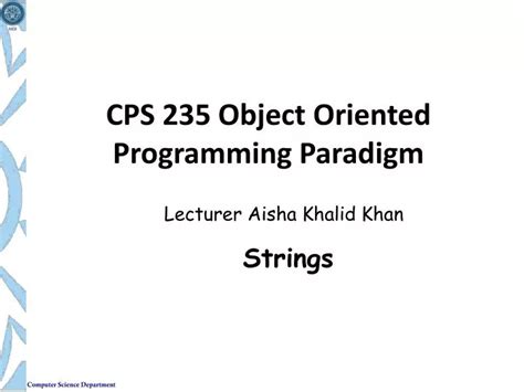 Ppt Cps 235 Object Oriented Programming Paradigm Powerpoint