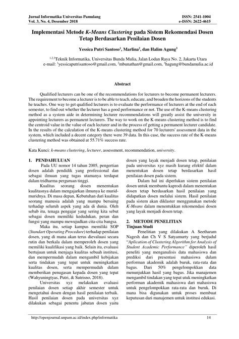 Pdf Implementasi Metode K Means Clustering Pada Sistem Rekomendasi