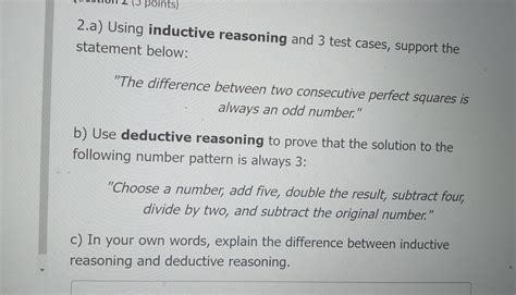 Solved 2 A Using Inductive Reasoning And 3 Test Cases