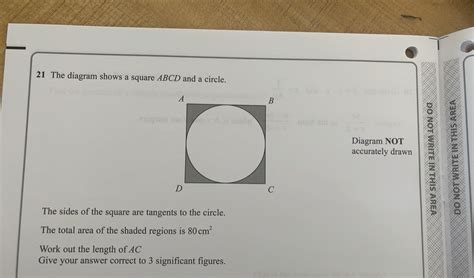 Solved The Diagram Shows A Square Abcd And A Circle Accurately Drawn