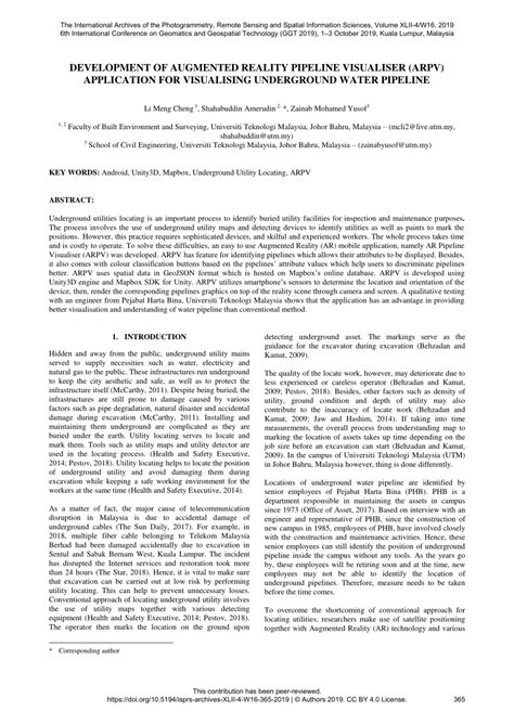 Pdf Development Of Augmented Reality Pipeline Visualiser Arpv Application For Visualising