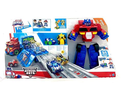Transformers Playskool Heroes Transformers Rescue Bots Flip Racers Optimus Prime Race Track