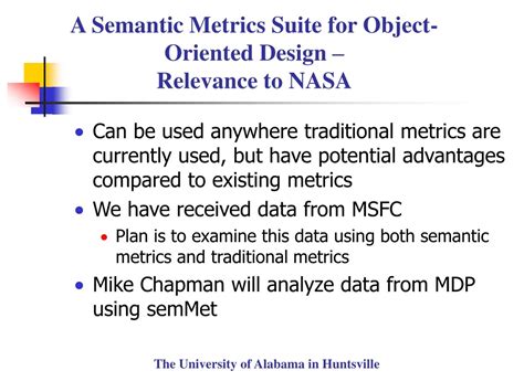 Ppt Examining A Semantic Metrics Suite For Object Oriented Design