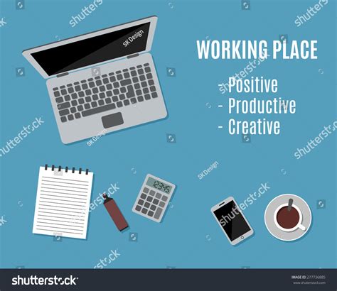 Top View Office Workplace Slogan Words เวกเตอรสตอก ปลอดคาลขสทธ 277736885 Shutterstock